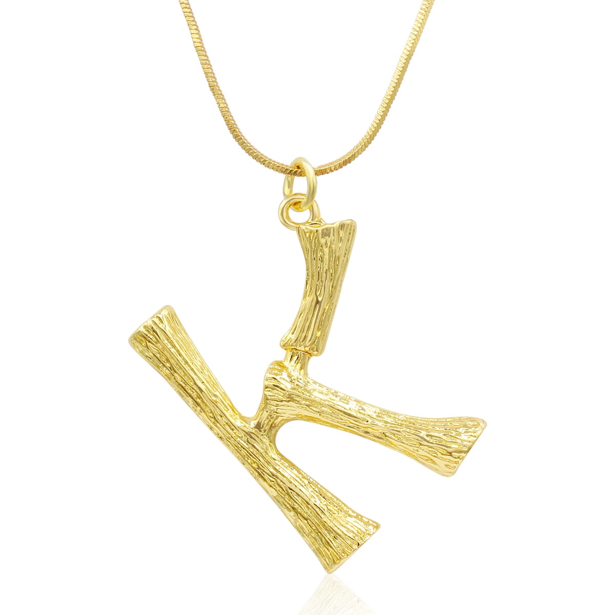 SuperJeweler K Initial Necklace In Gold, Bamboo Style, All Letters ...