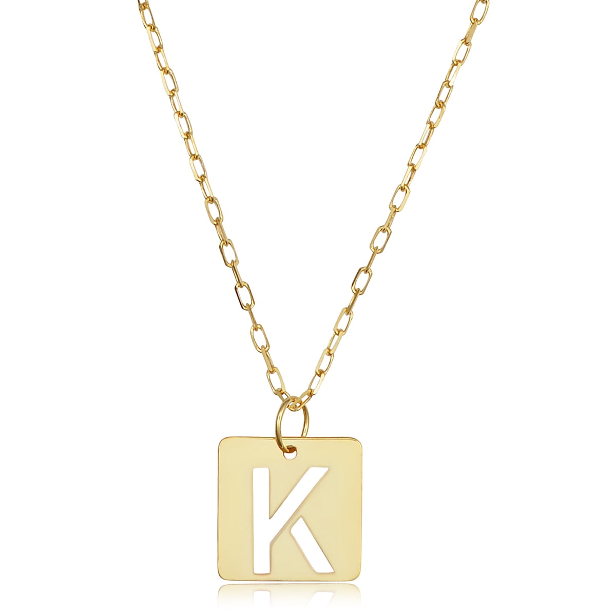 SuperJeweler K Initial Necklace in 14 Karat Yellow Gold, 16-18 Inches ...