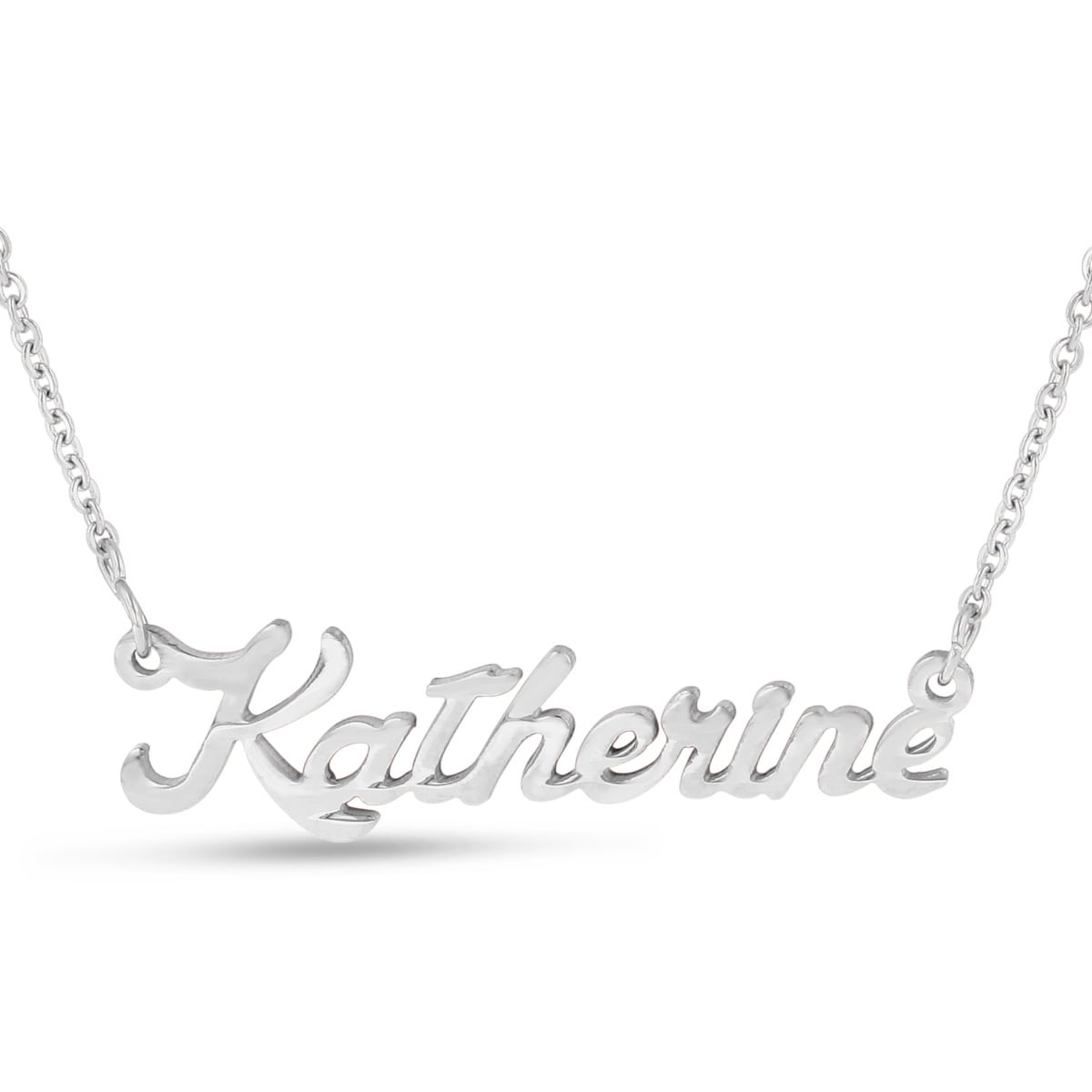 SuperJeweler Katherine Nameplate Necklace in Silver, 16 inches All ...