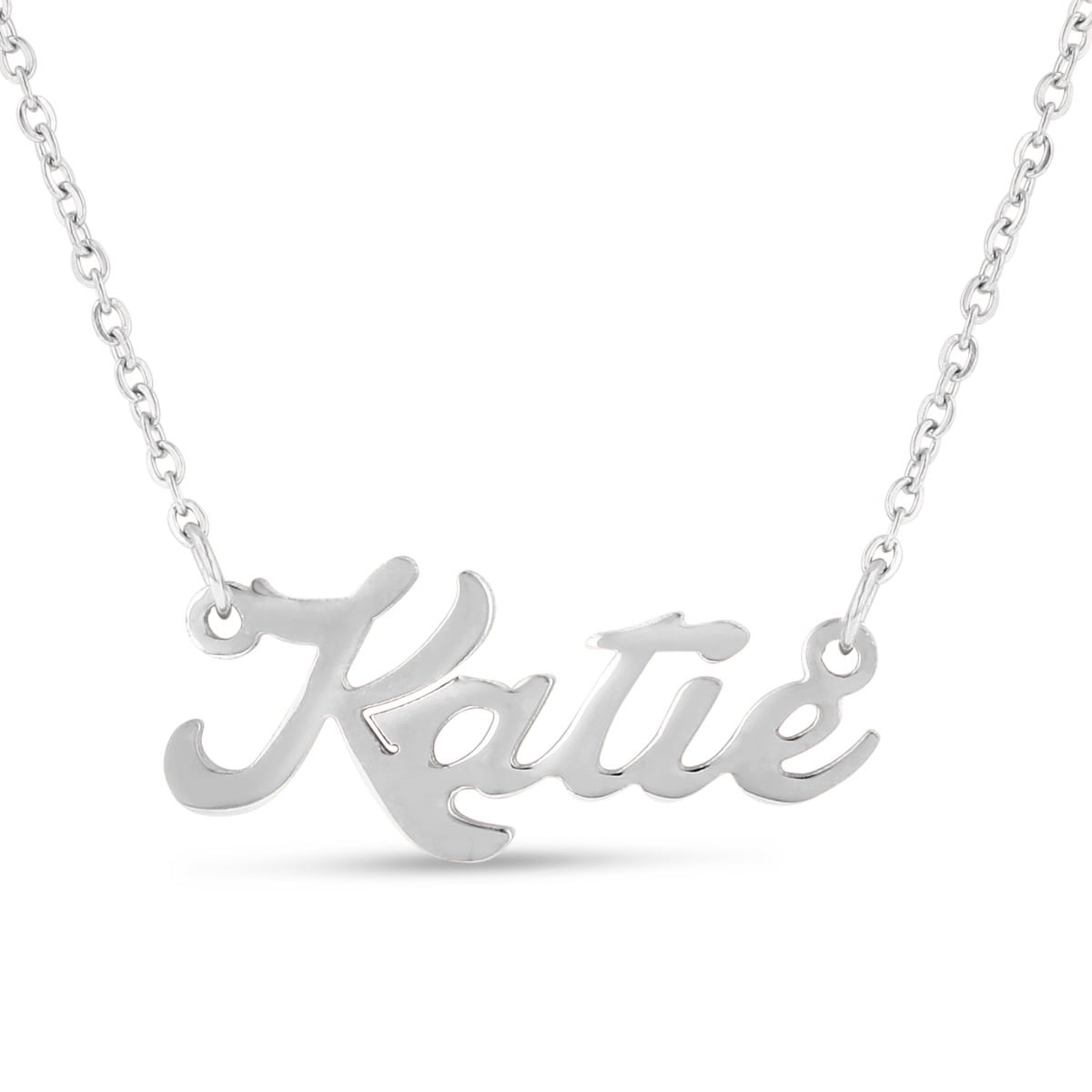 SuperJeweler Katie Nameplate Necklace In Silver 16 inches All Names ...