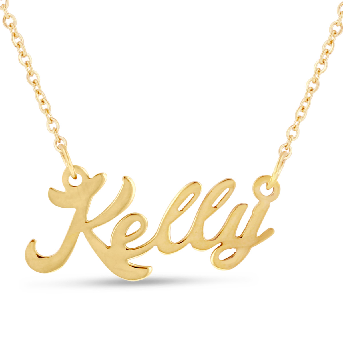 SuperJeweler Kelly Nameplate Necklace in Gold, 16 inches All Names ...