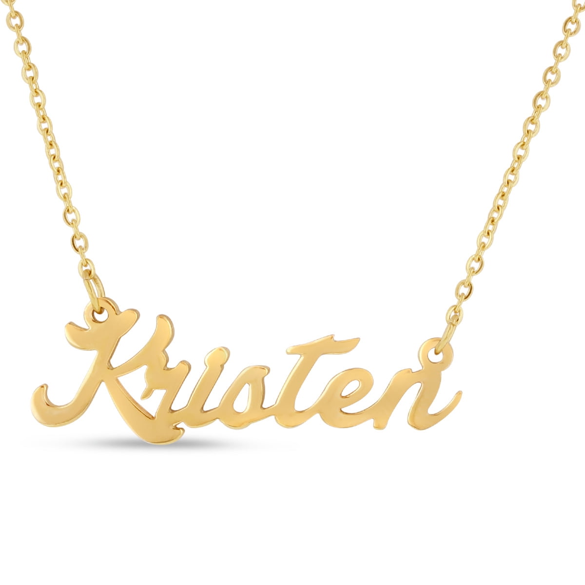 SuperJeweler Kristen Nameplate Necklace in Gold, 16 inches All Names ...