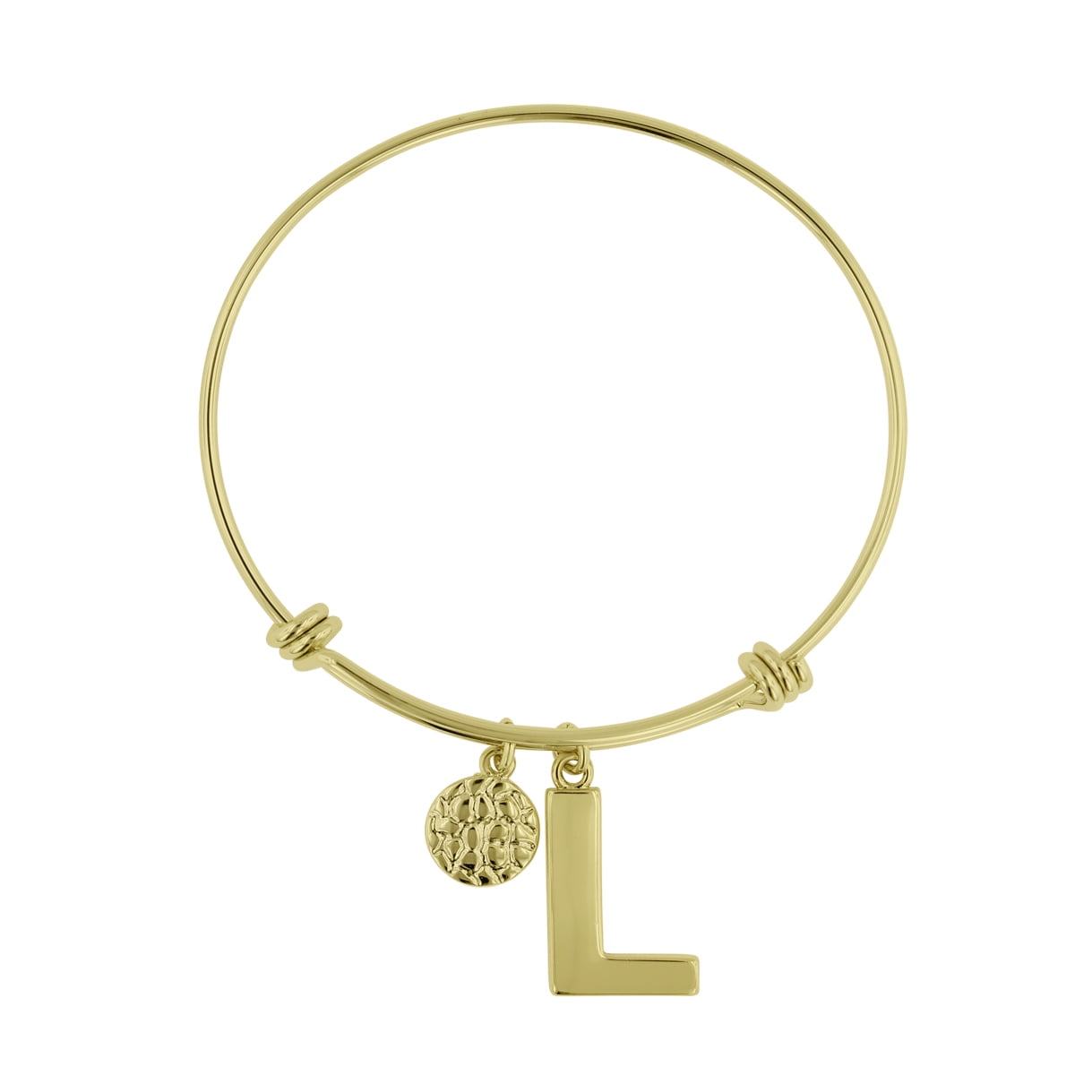SuperJeweler L Initial Expandable Wire Bangle Bracelet In Yellow Gold ...