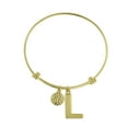 SuperJeweler L Initial Expandable Wire Bangle Bracelet In Yellow Gold ...