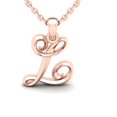 SuperJeweler L Initial Necklace In Heavy 14 Karat Rose Gold With Free ...