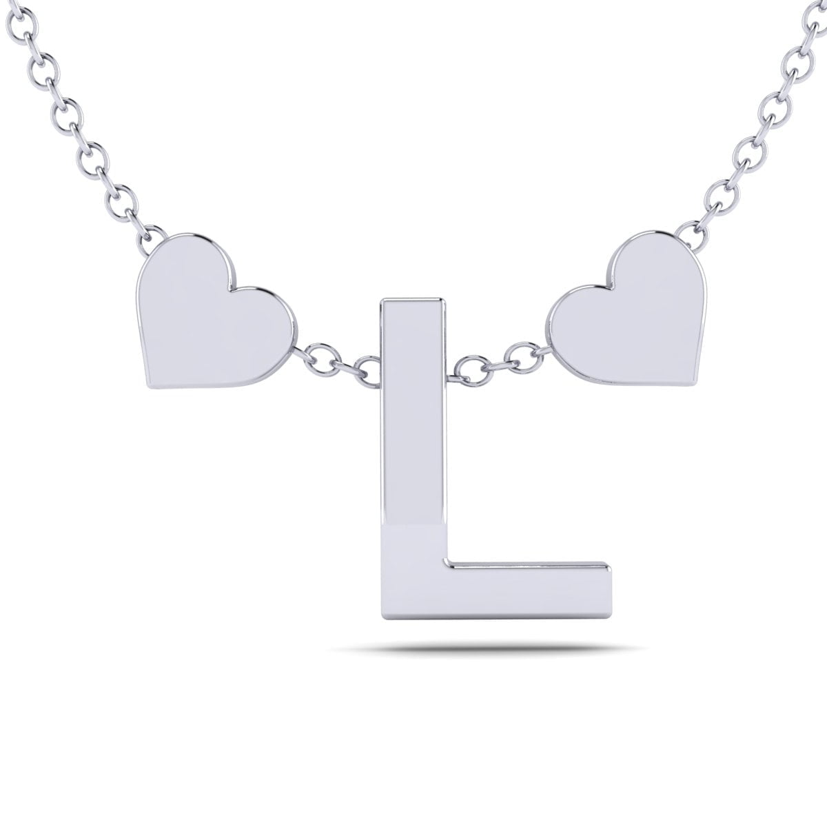 SuperJeweler L Initial Necklace for Women, Gold Hearts, Free 17" Cable ...