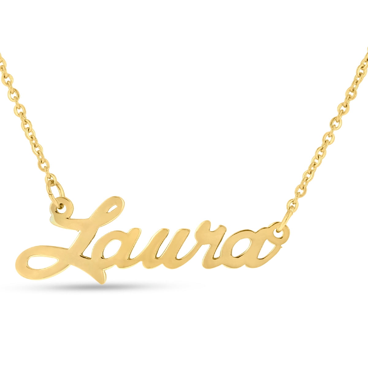 SuperJeweler Laura Nameplate Necklace in Gold, 16 inches All Names ...