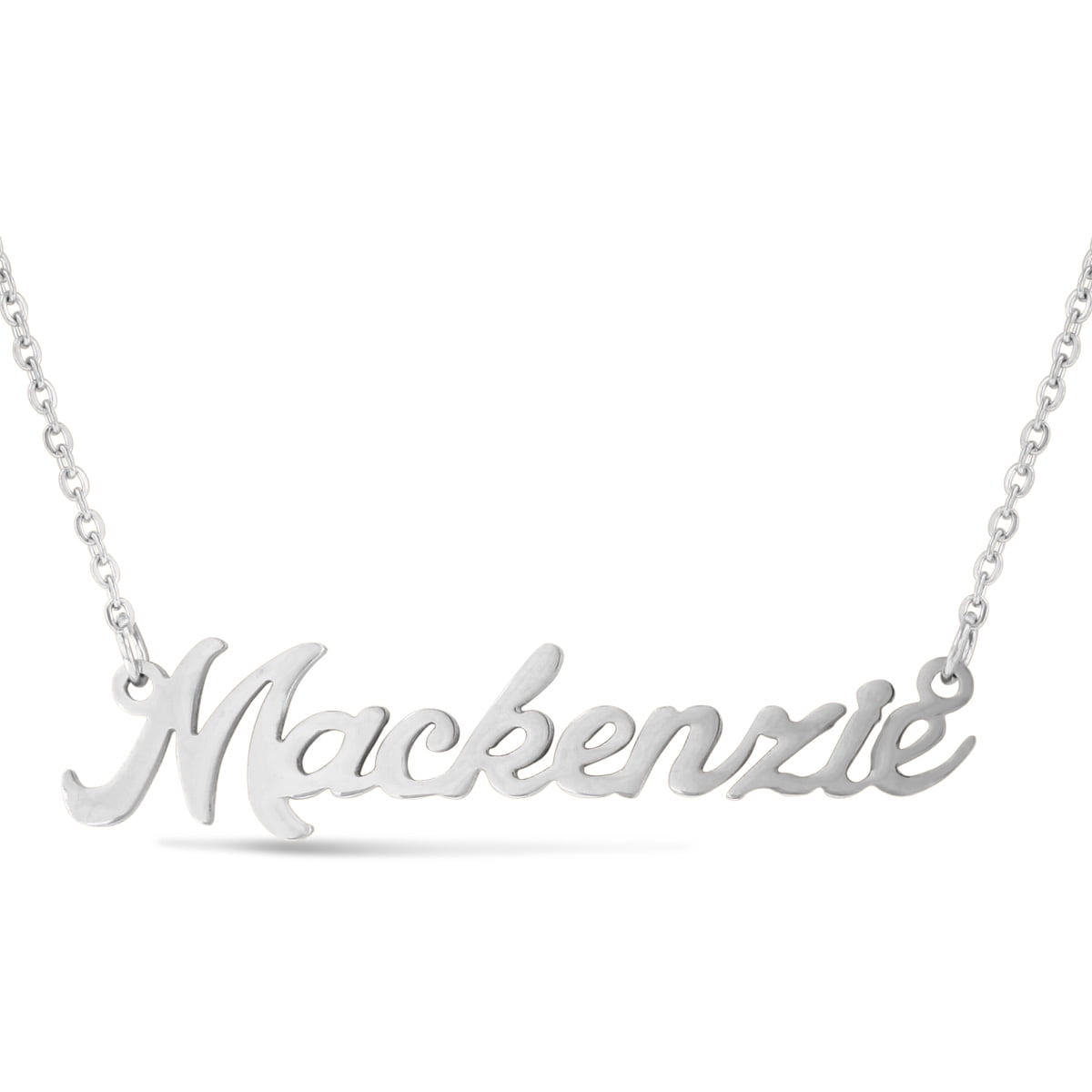 SuperJeweler Mackenzie Nameplate Necklace in Silver 16 inches All Names ...