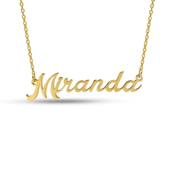SuperJeweler Miranda Nameplate Necklace in Gold 16 inches All Names ...