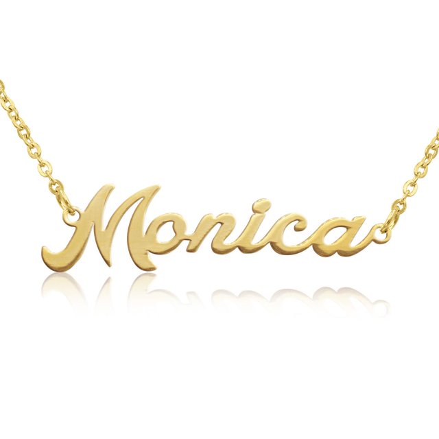 SuperJeweler Monica Nameplate Necklace in Gold, 16 inches All Names ...