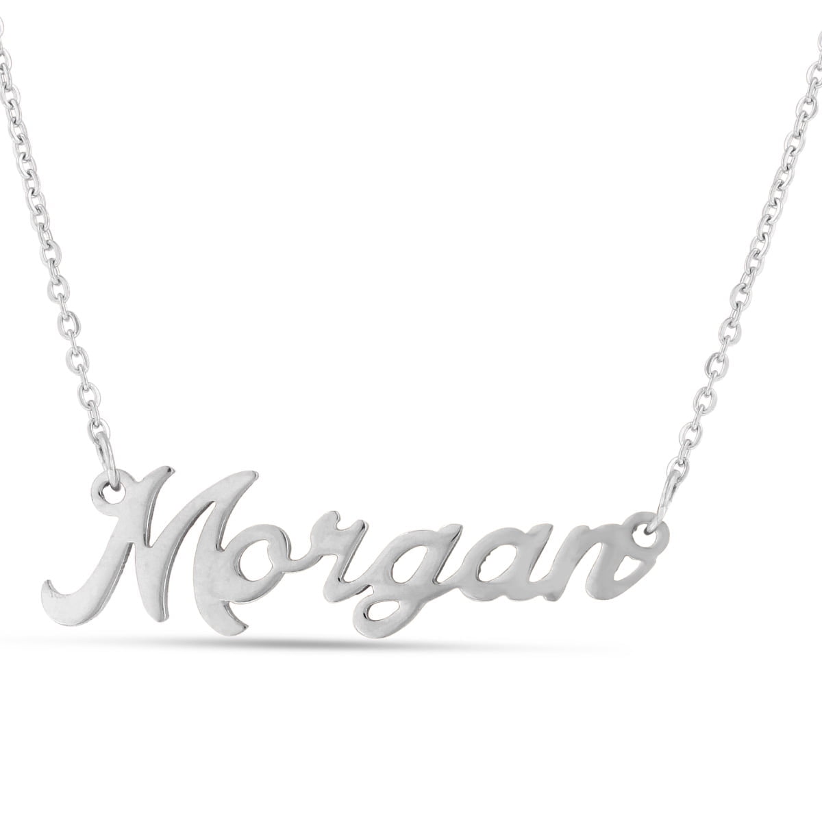 SuperJeweler Morgan Nameplate Necklace in Silver 16 inches All Names ...