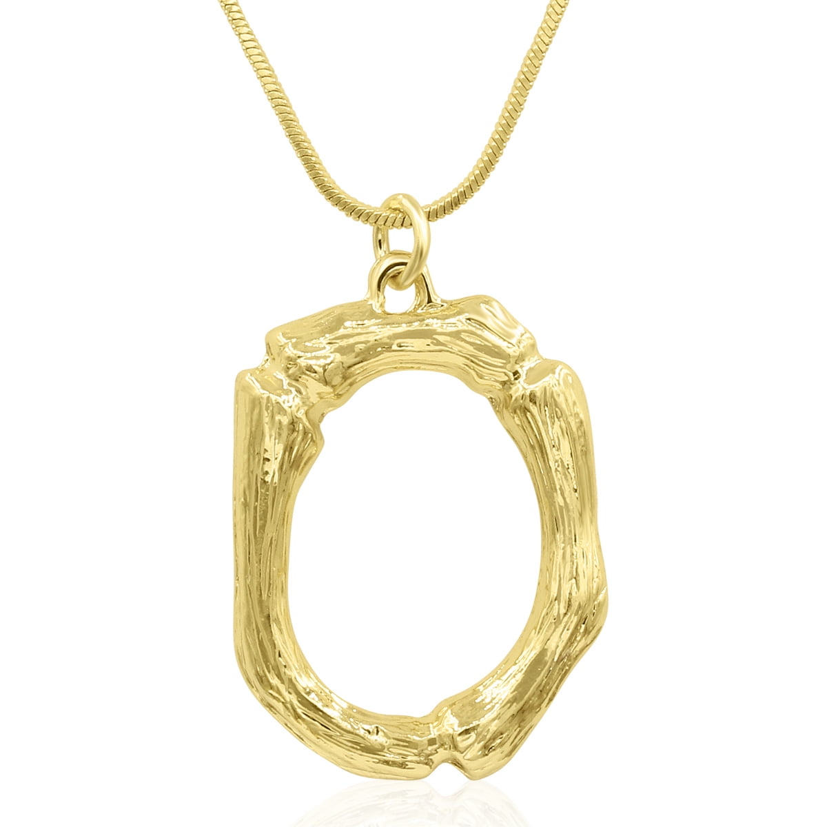 SuperJeweler O Initial Necklace In Gold, Bamboo Style, All Letters ...