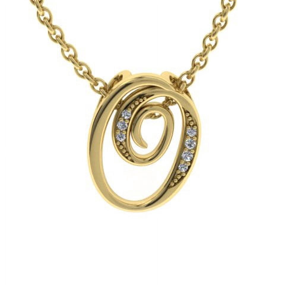SuperJeweler O Initial Necklace In Yellow Gold With 7 Diamonds, Serif ...