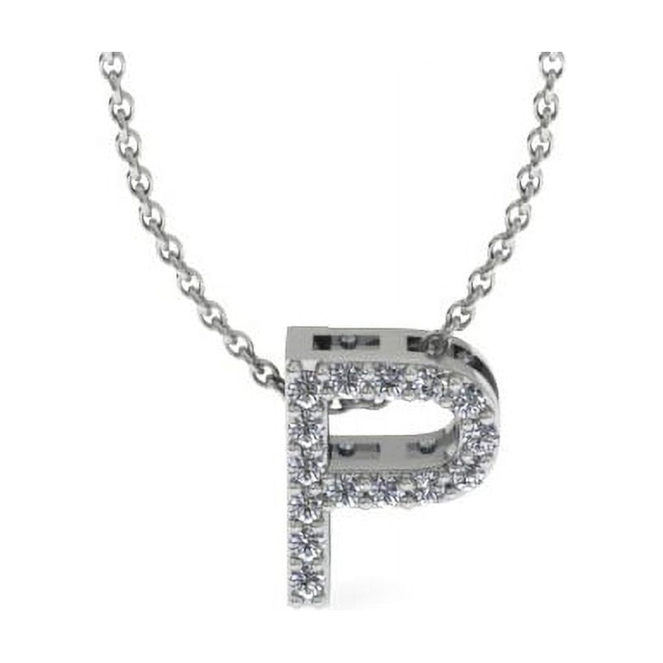 SuperJeweler P Initial Necklace In 14 Karat White Gold With 15 Diamonds ...