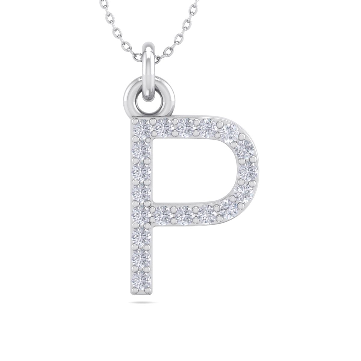 SuperJeweler P Initial Necklace In 14 Karat White Gold With 19 Diamonds ...
