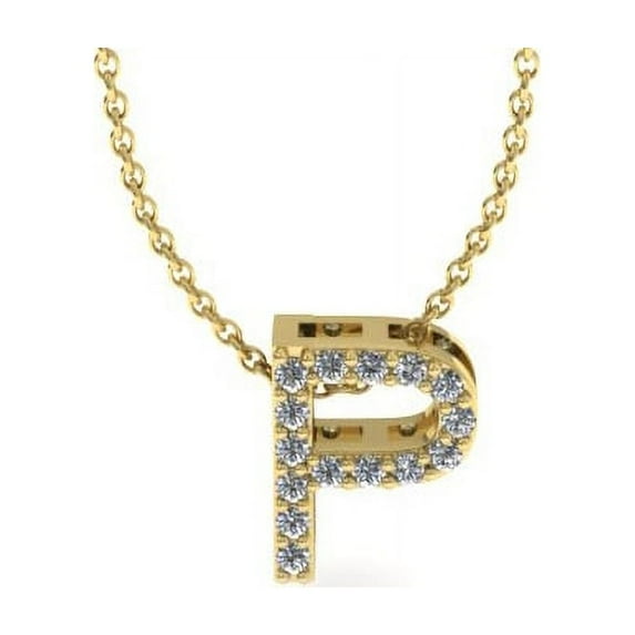 SuperJeweler P Initial Necklace In 14 Karat Yellow Gold With 15 ...
