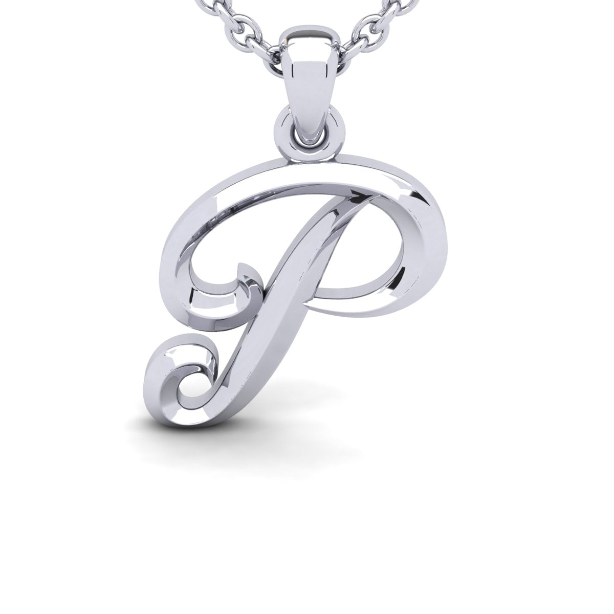 SuperJeweler P Initial Necklace In Heavy 14 Karat White Gold With Free ...
