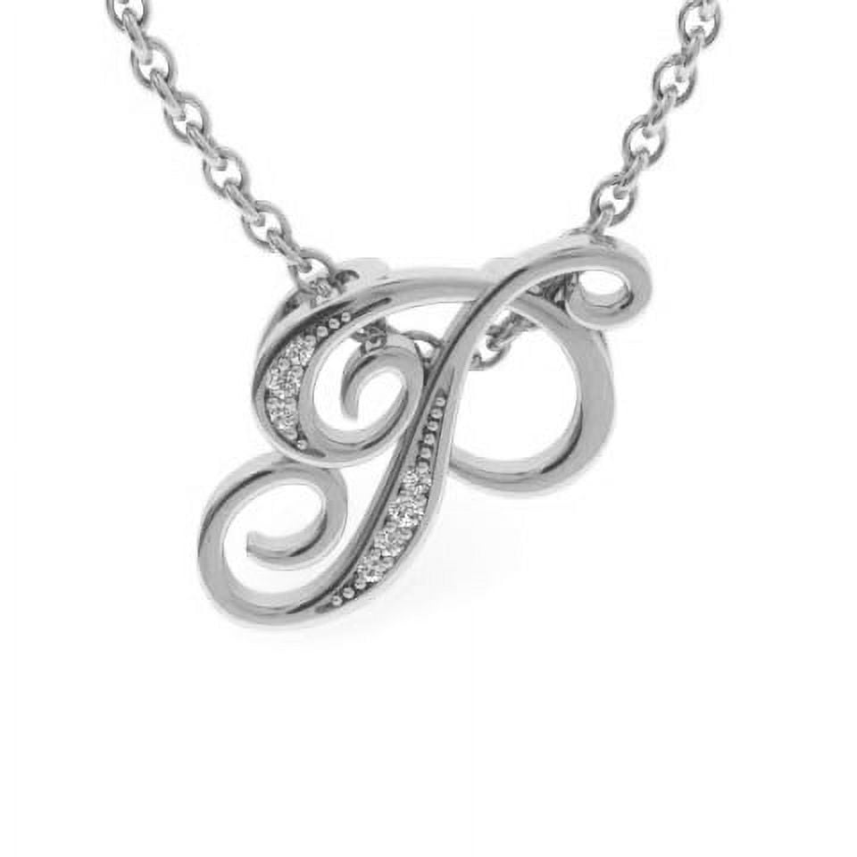 SuperJeweler P Initial Necklace In White Gold With 7 Diamonds, Serif ...