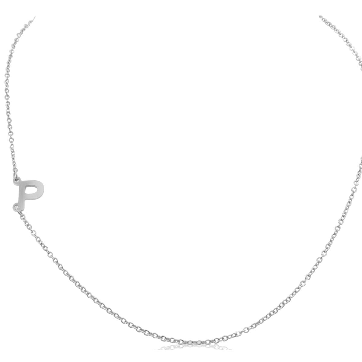 SuperJeweler P Initial Necklace for Women, Sideways Gold Necklace, 16 ...