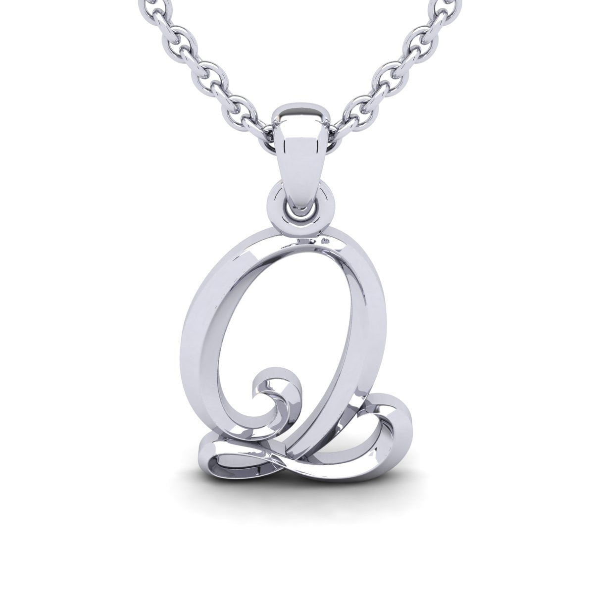 SuperJeweler Q Initial Necklace In Heavy 14 Karat White Gold With Free ...