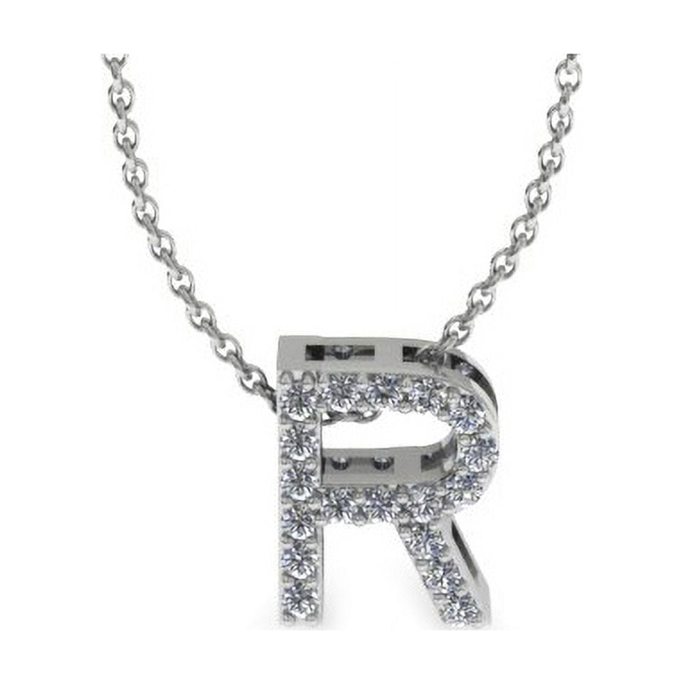 SuperJeweler R Initial Necklace In 14 Karat White Gold With 18 Diamonds ...