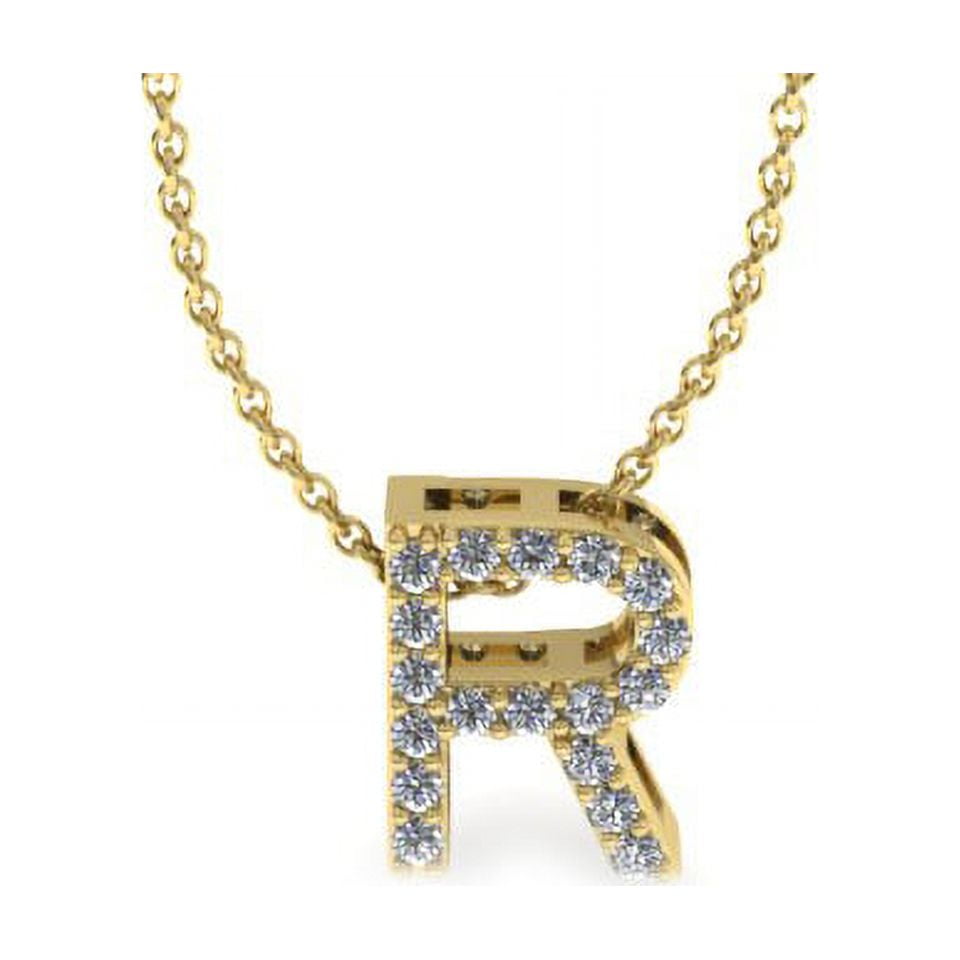 SuperJeweler R Initial Necklace In 14 Karat Yellow Gold With 18 ...