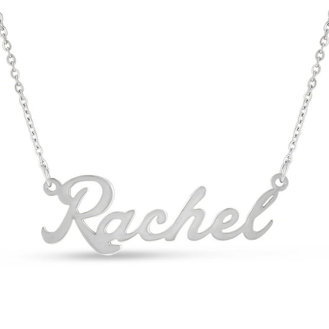 SuperJeweler Rachel Nameplate Necklace in Silver 16 inches All Names ...