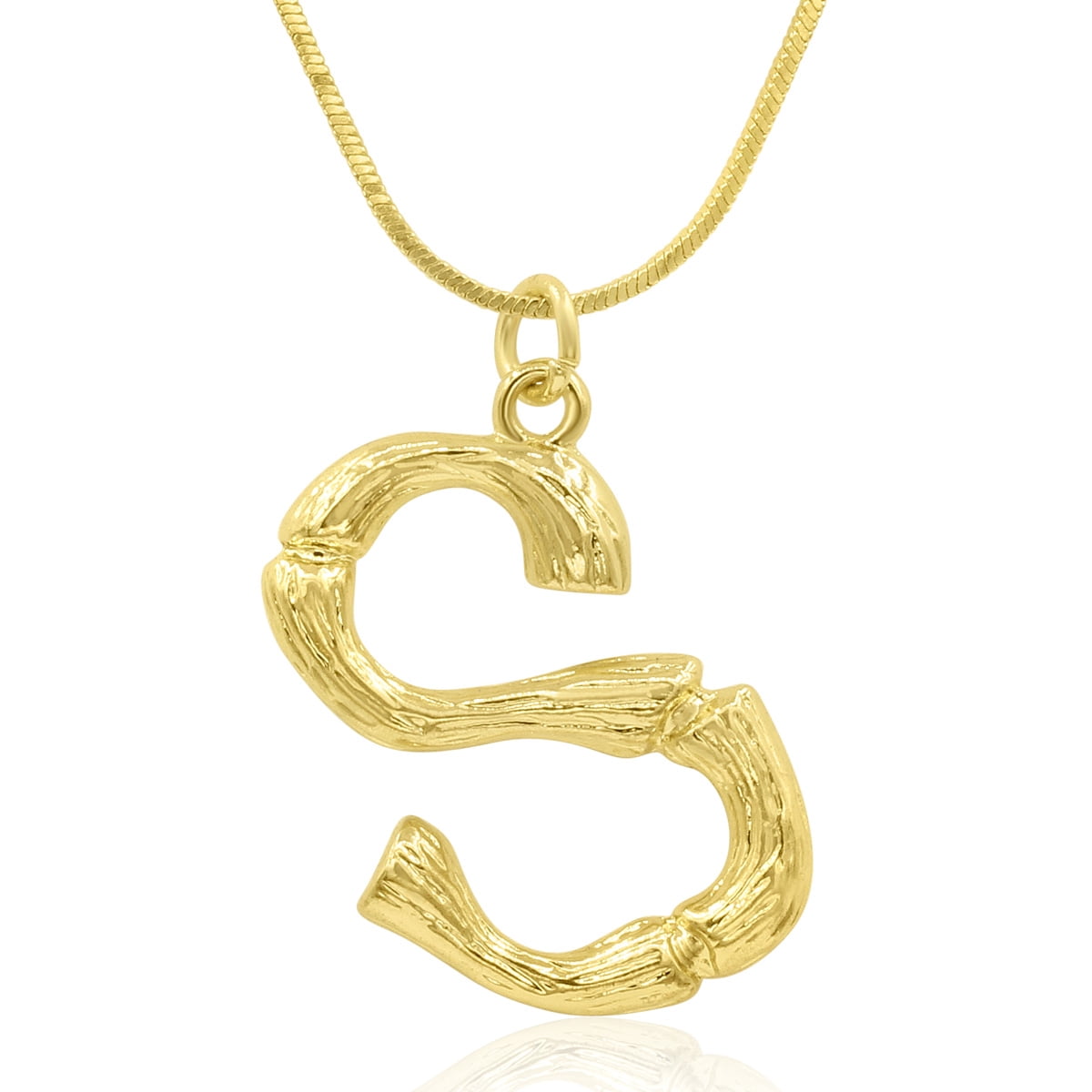 SuperJeweler S Initial Necklace In Gold, Bamboo Style, All Letters ...