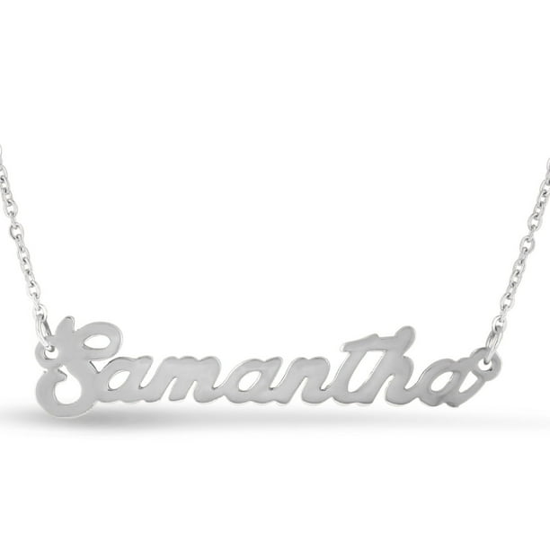 SuperJeweler Samantha Nameplate Necklace in Silver 16 inches All Names ...
