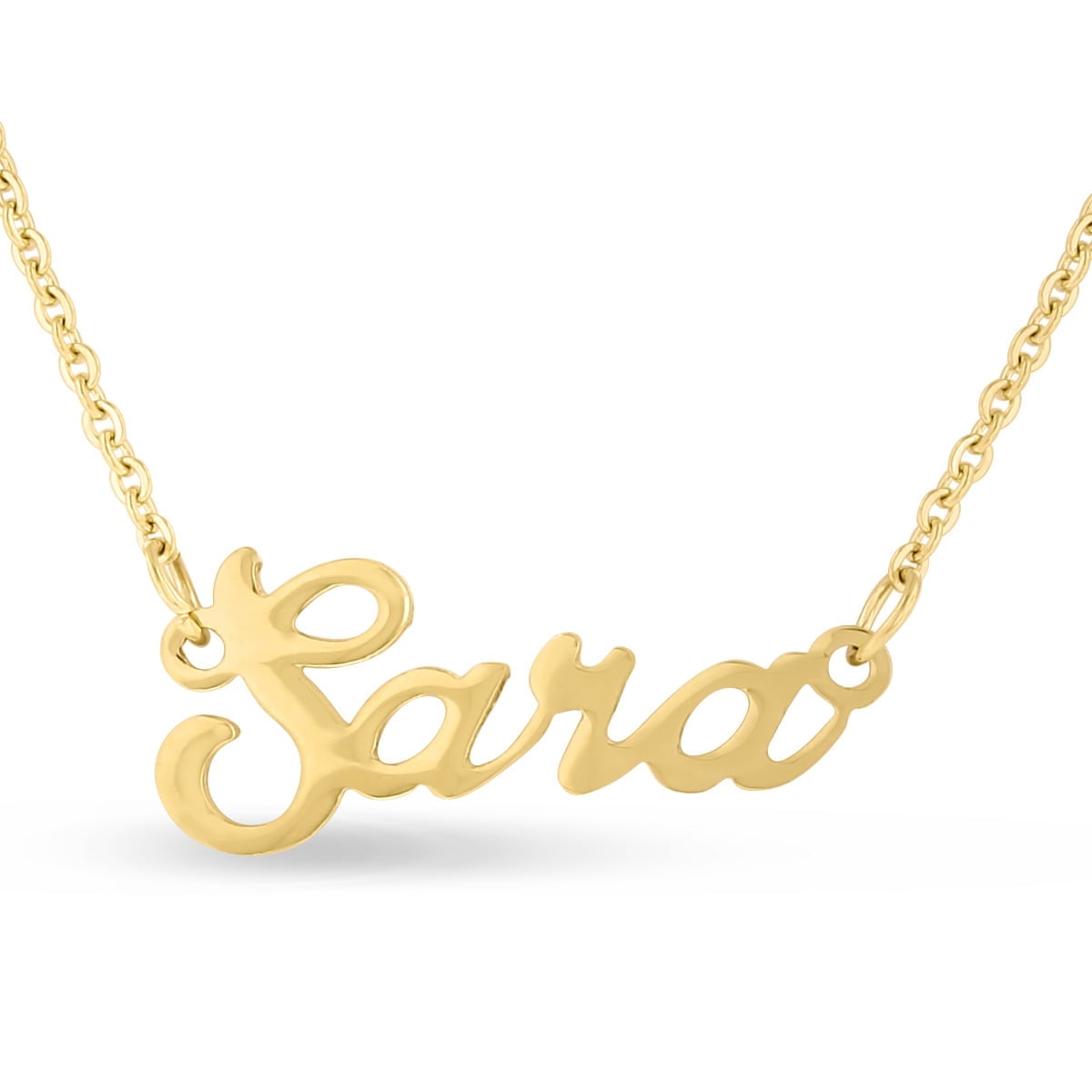 SuperJeweler Sara Nameplate Necklace in Gold 16 inches All Names ...