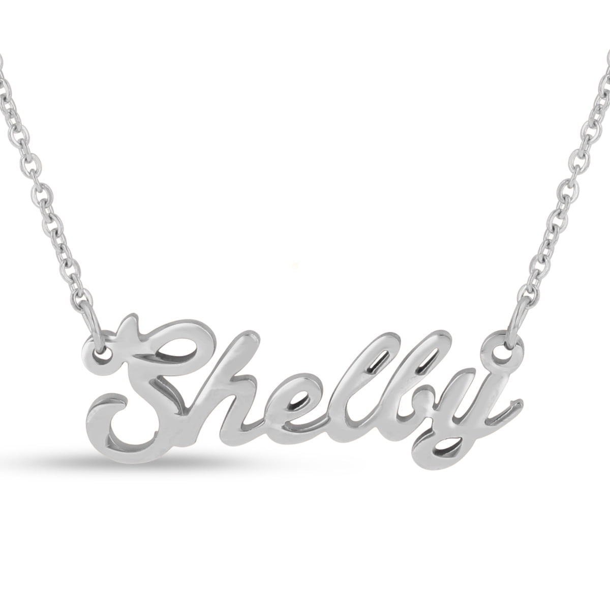 SuperJeweler Shelby Nameplate Necklace In Silver 16 inches All Names ...