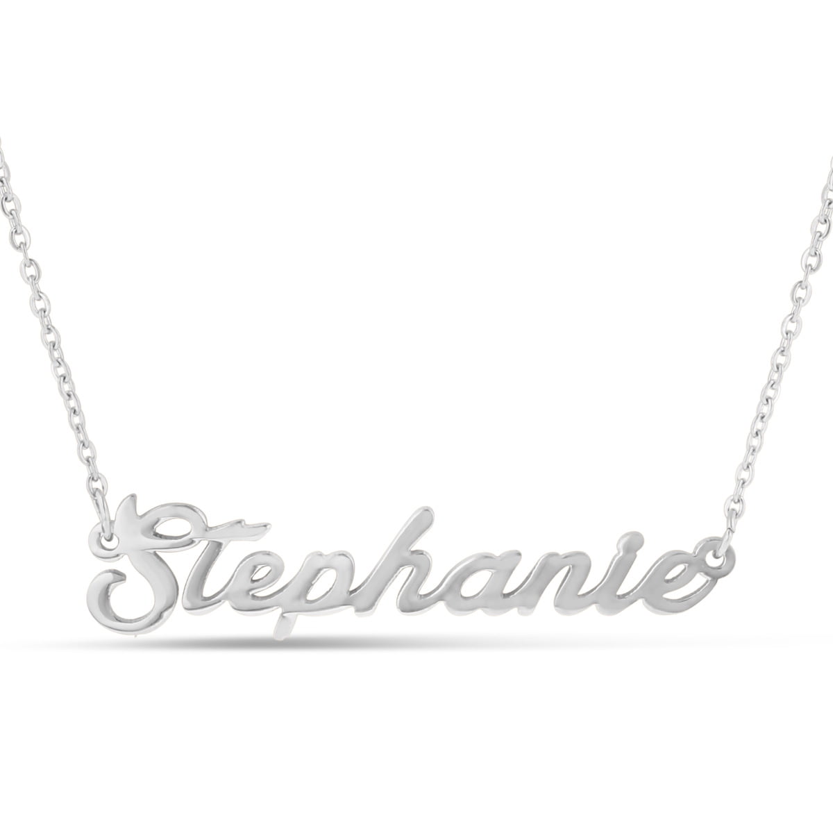 SuperJeweler Stephanie Nameplate Necklace in Silver, 16 inches All ...