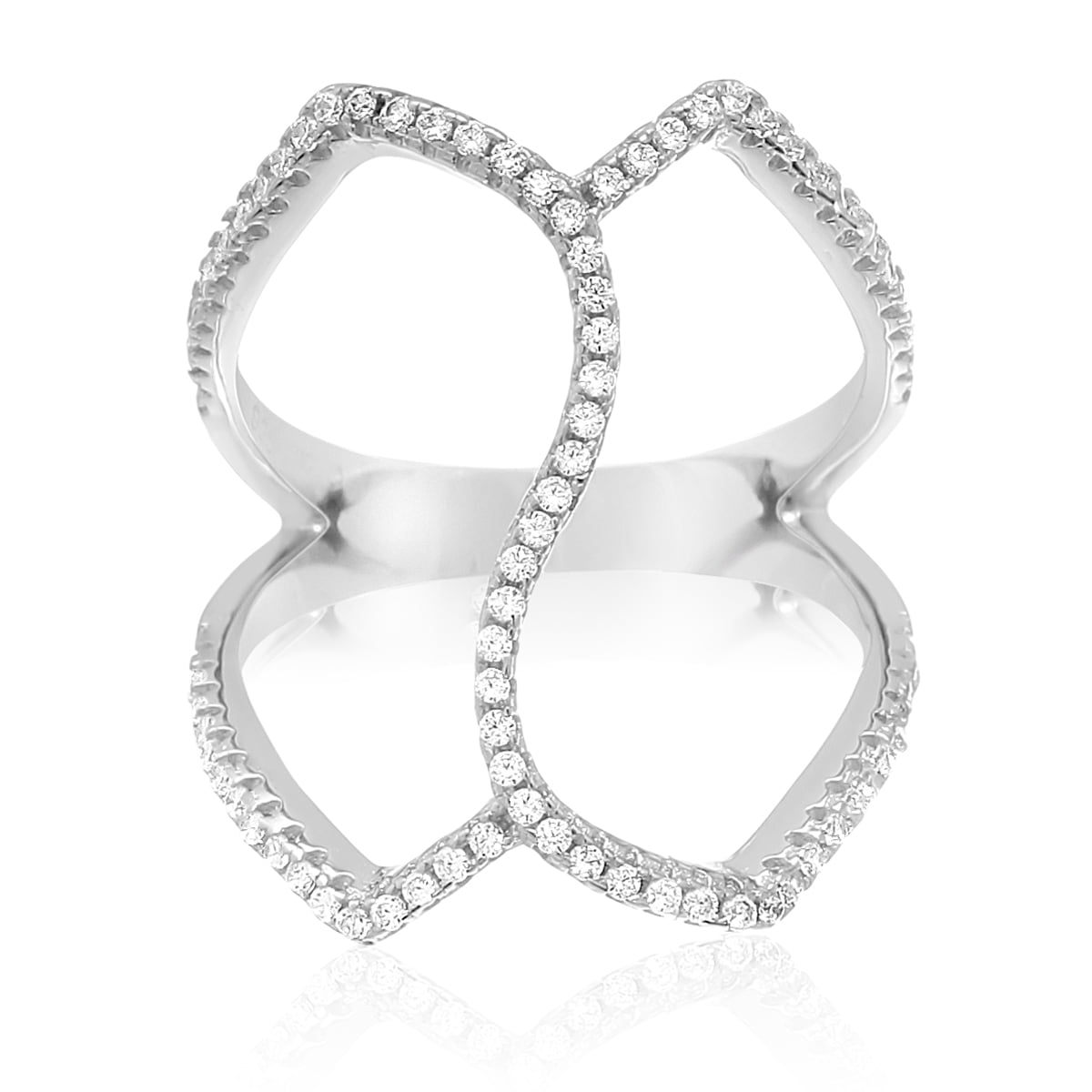SuperJeweler Sterling Silver Cubic Zirconia Spatial Ring For Women ...
