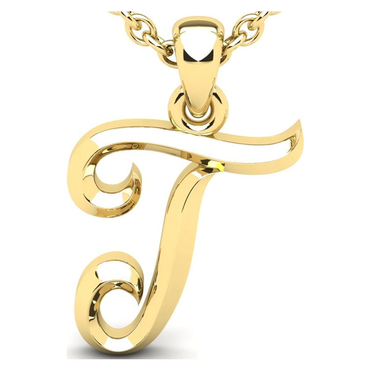 SuperJeweler T Initial Necklace In Heavy 14 Karat Yellow Gold With Free ...