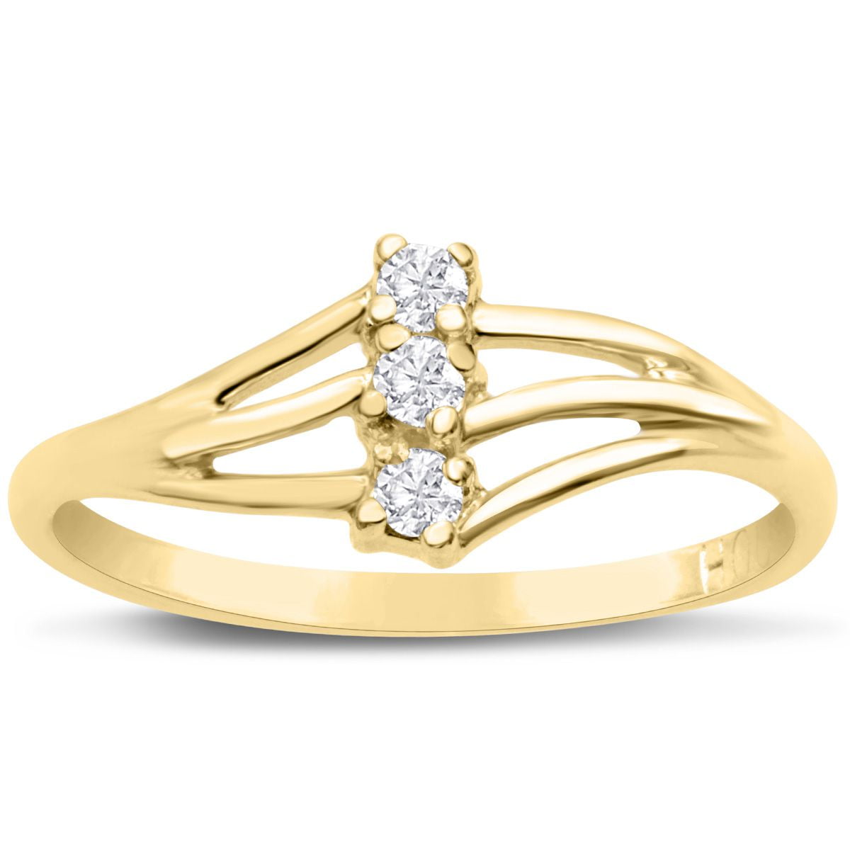 SuperJeweler Three Diamond Spray Promise Ring In Yellow Gold For Women ...