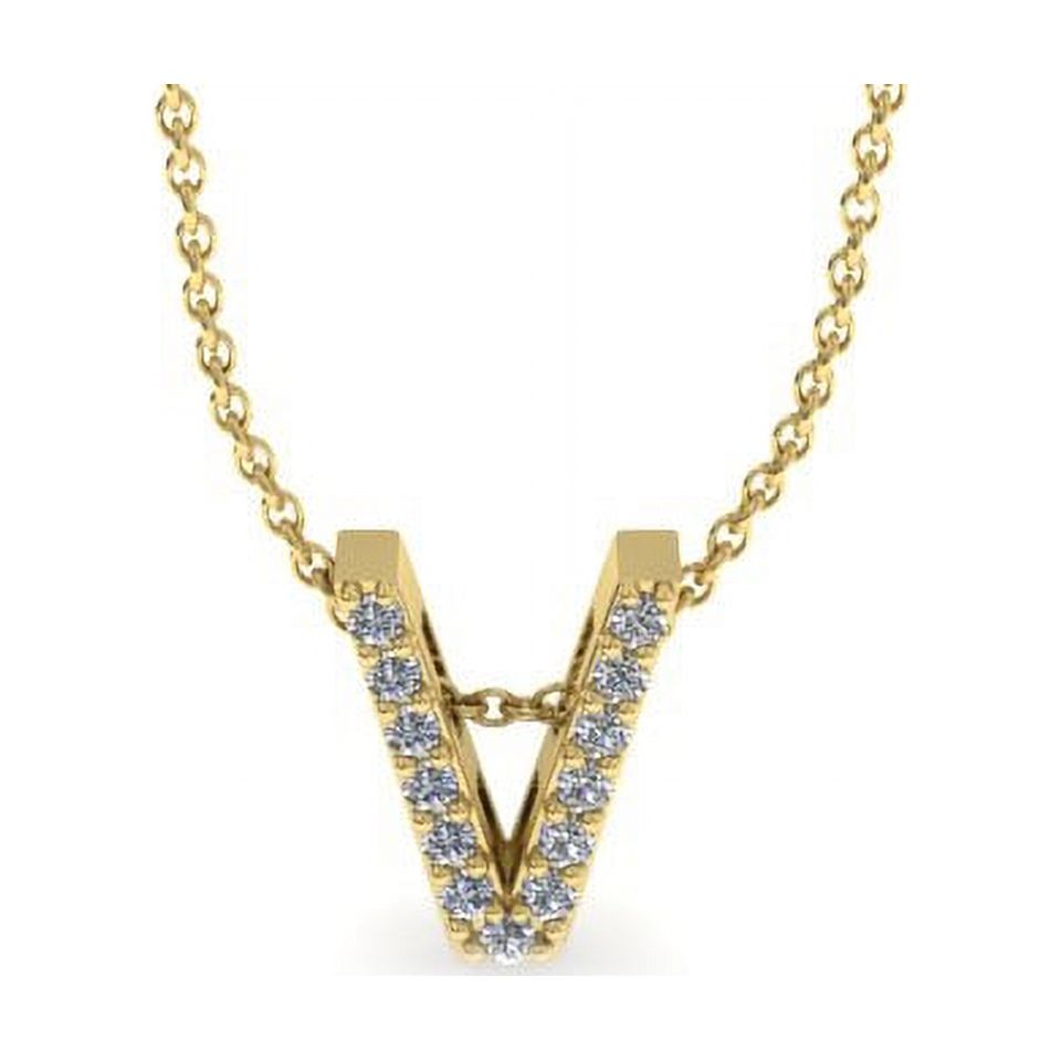 SuperJeweler V Initial Necklace In 14 Karat Yellow Gold With 13 ...