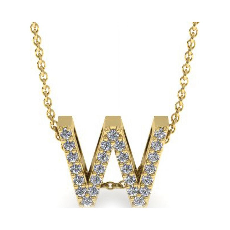 SuperJeweler W Initial Necklace In 14 Karat Yellow Gold With 25 ...