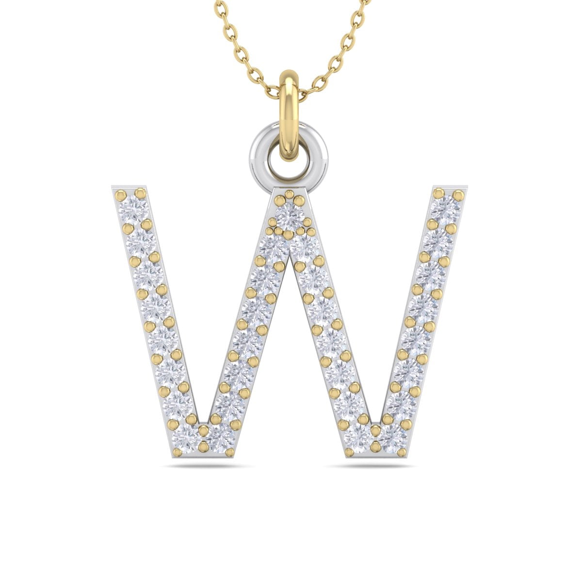 SuperJeweler W Initial Necklace In 14 Karat Yellow Gold With 31 ...