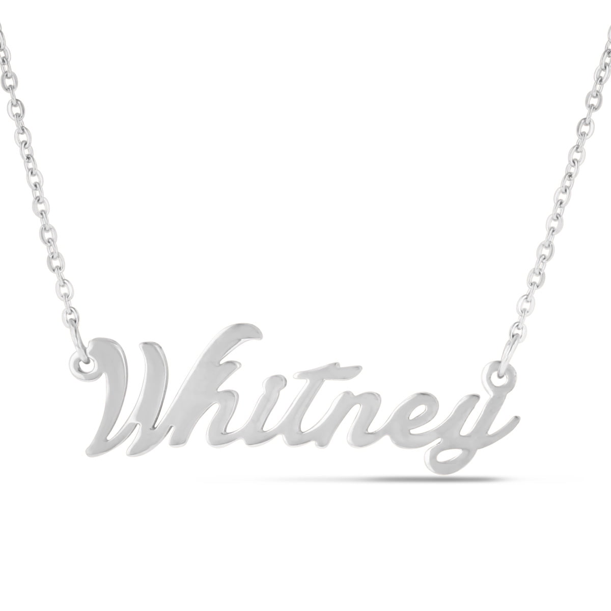 SuperJeweler Whitney Nameplate Necklace in Silver, 16 inches All Names ...