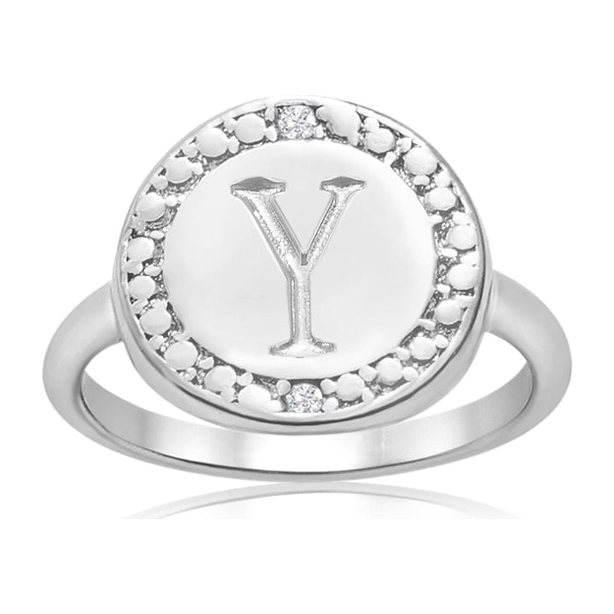 SuperJeweler Y Initial Diamond Ring In Sterling Silver For Women ...