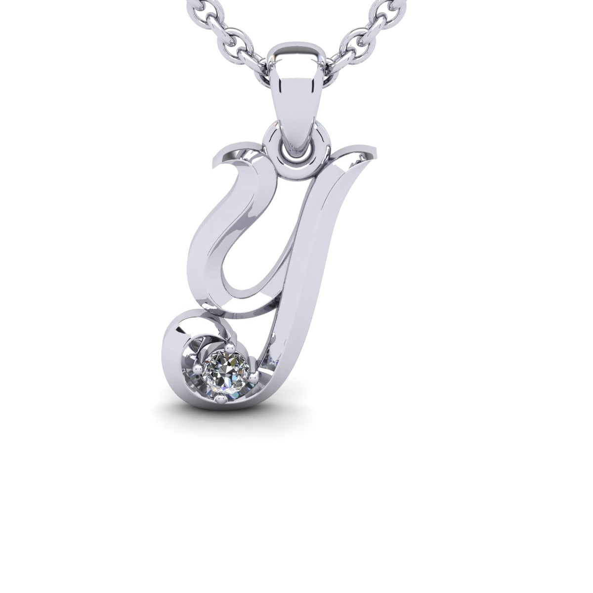 SuperJeweler Y Initial Necklace in 14 Karat White Gold, Diamond Accent ...