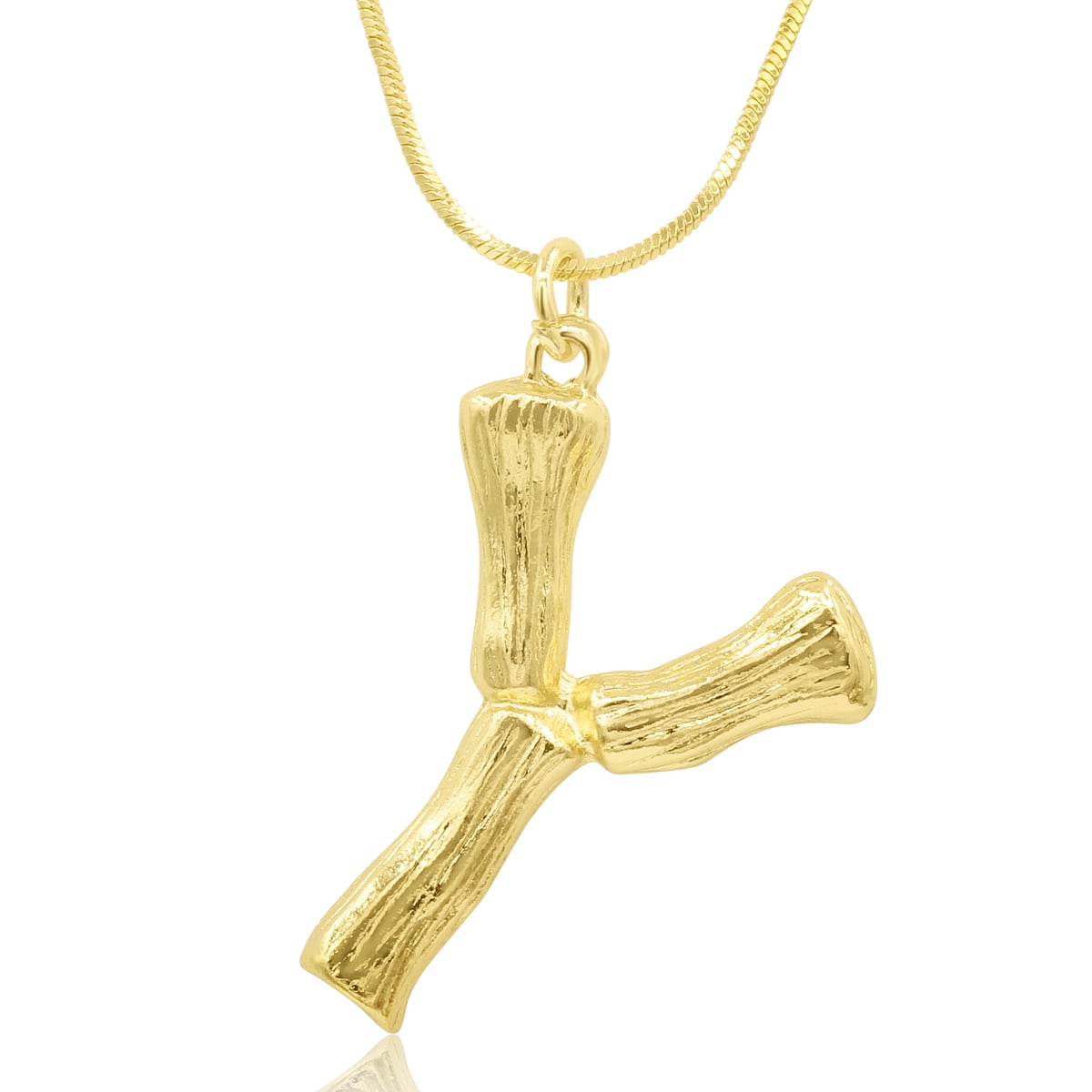 SuperJeweler Y Initial Necklace in Gold, Bamboo Style, All Letters ...