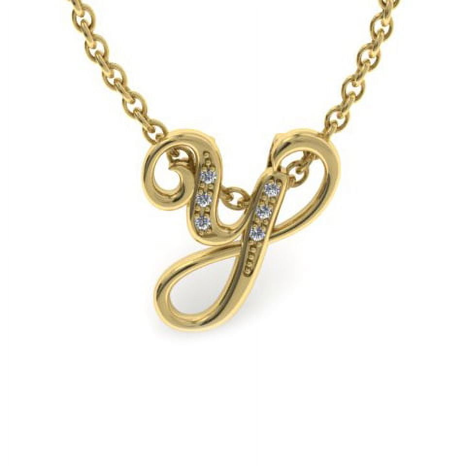 SuperJeweler Y Initial Necklace in Yellow Gold With 6 Diamonds, Serif ...