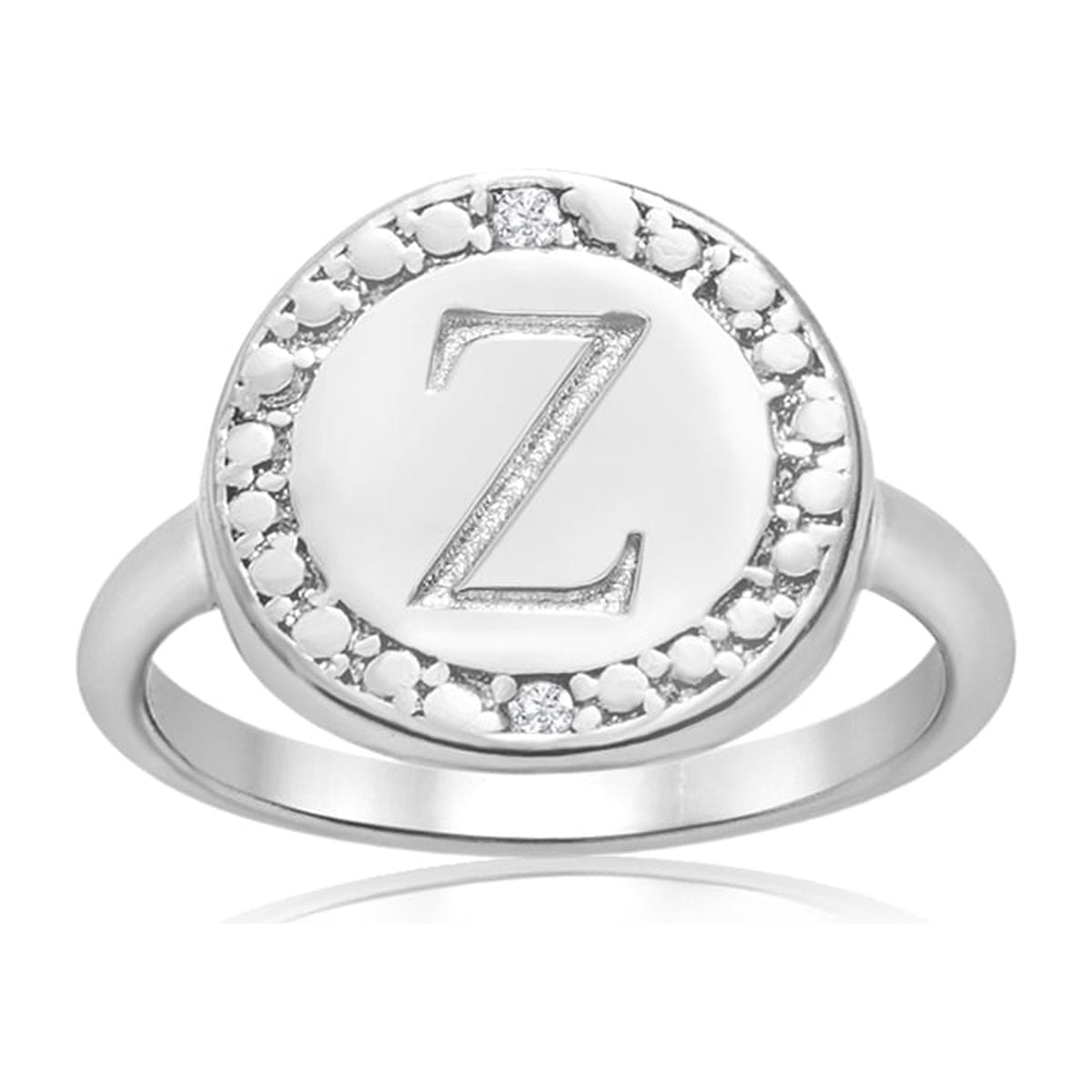 SuperJeweler Z Initial Diamond Ring in Sterling Silver for Women ...