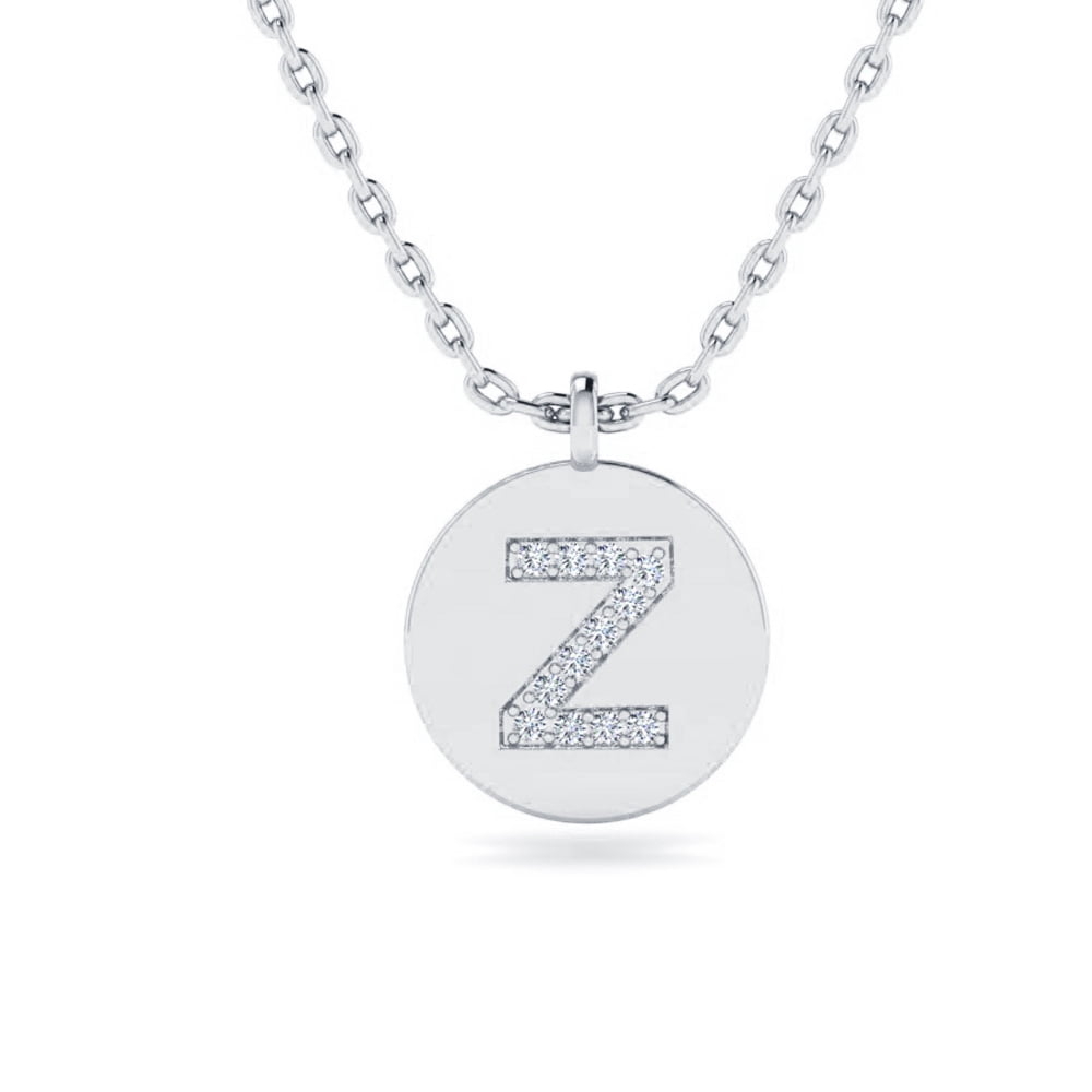 SuperJeweler Z Initial Necklace, Disc Style, in 14 Karat White Gold ...