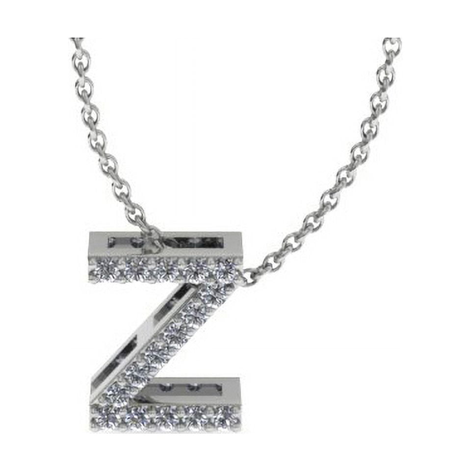 SuperJeweler Z Initial Necklace In 14 Karat White Gold With 16 Diamonds ...