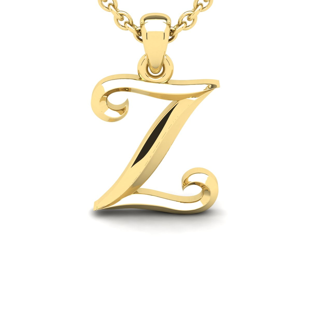 SuperJeweler Z Initial Necklace In Heavy 14 Karat Yellow Gold With Free ...