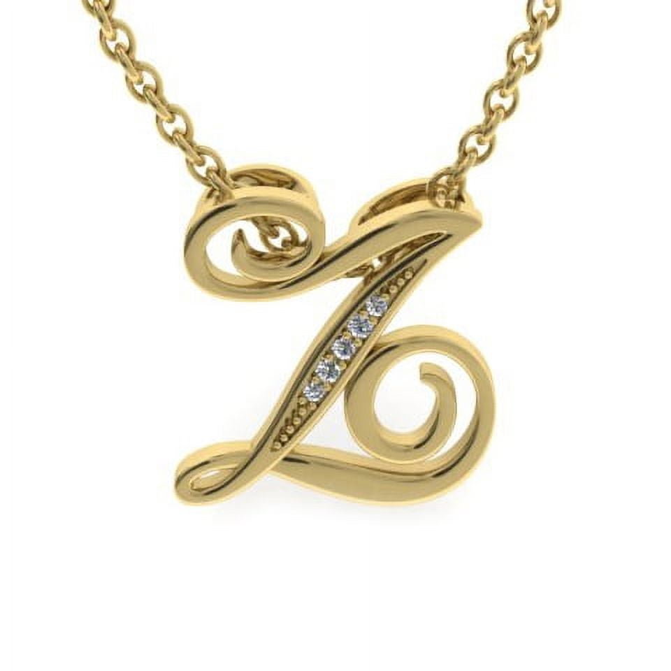 SuperJeweler Z Initial Necklace In Yellow Gold With 6 Diamonds, Serif ...