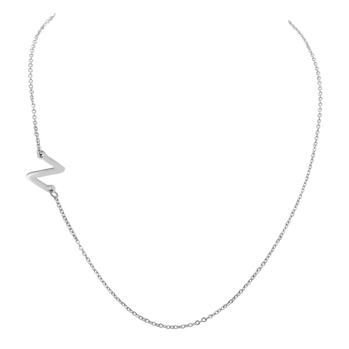 SuperJeweler Z Initial Necklace for Women, Sideways Silver Necklace, 16 ...