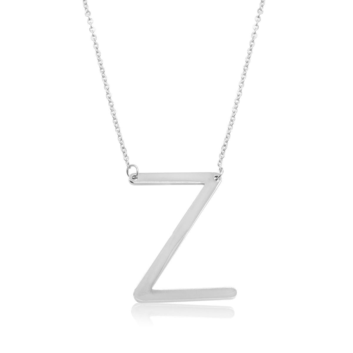 SuperJeweler Z Initial Sideways Necklace for Women, Silver, 18 ...